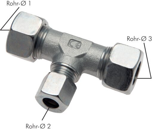 12S & 16S Zink plated Steel T-Shape Tee Cutting Fitting 400 bar ISO ...