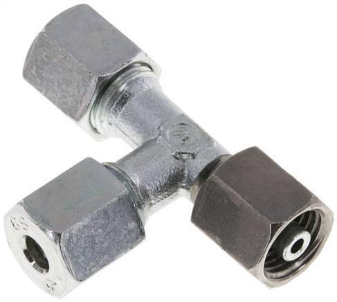 6S Zink Plated Steel Right Angle Tee Cutting Fitting with Swivel 630 bar Adjustable ISO 8434-1 ...