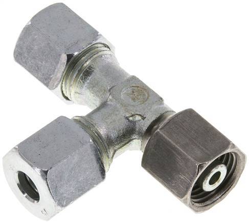 8S Zink Plated Steel Right Angle Tee Cutting Fitting with Swivel 630 bar Adjustable ISO 8434-1 ...