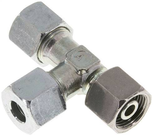 10S Zink Plated Steel Right Angle Tee Cutting Fitting with Swivel 630 bar Adjustable ISO 8434-1 ...