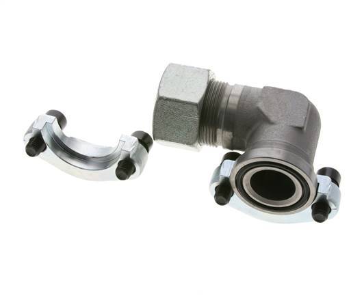 1-1/4'' Elbow SAE Flange 3000 PSI Steel with 30S (M42x2) ISO 6162-1 ...