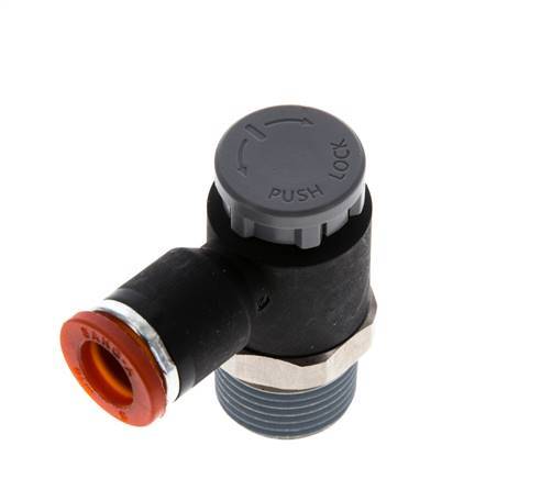 Flow Control Valve Meter-In Elbow 8 mm - R3/8'' Brass/PA 66 Locknut ...