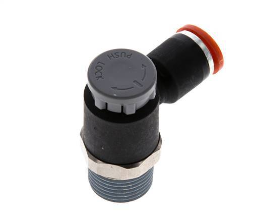 Flow Control Valve Meter-In Elbow 8 mm - R3/8'' Brass/PA 66 Locknut ...