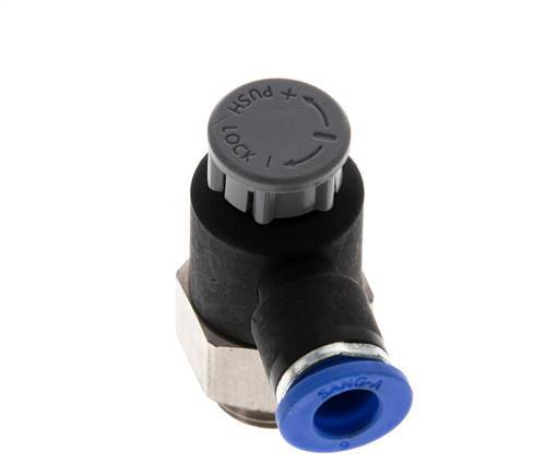Flow Control Valve Meter-Out Elbow 6 mm - G1/4'' Brass/PA 66 Locknut ...