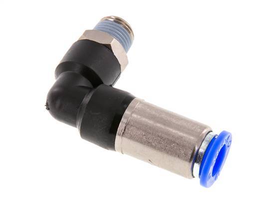 Push-In Fitting 10mm & R1/4'' Male Auto Shut-Off Elbow Brass/PBT 0-10bar (0-145psi) | Tameson.com