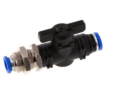 2-Way Straight Ball Valve 8 mm Plastic/Brass Bulkhead | Tameson.com