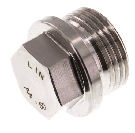 Plug G1'' Stainless steel with Collar and External Hex 40bar (562.0psi ...