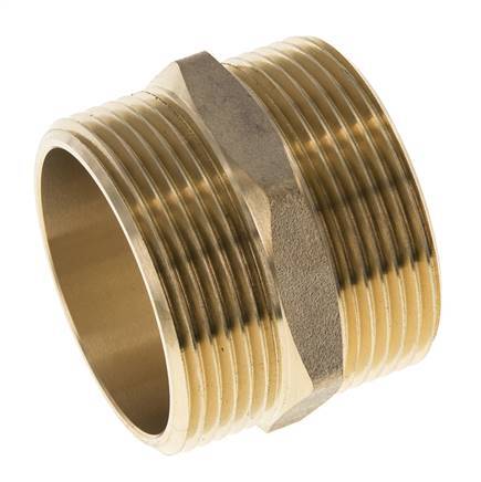 Double Nipple G1 1/2'' Brass Flat Seal 16bar (224.8psi) 48mm Hex ...