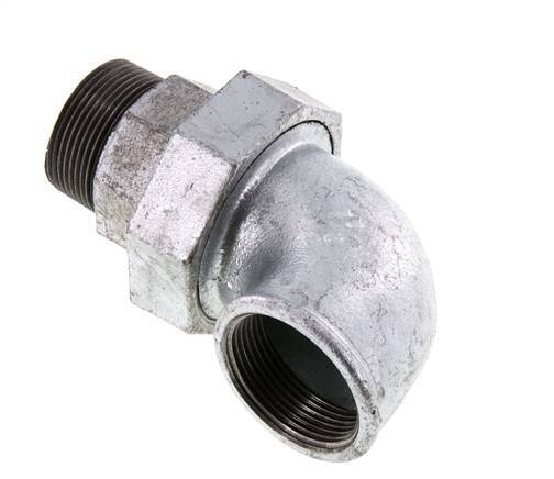 90deg Angled Union Connector 1 1/2'' Male R x Female Rp Cast Iron Flat ...