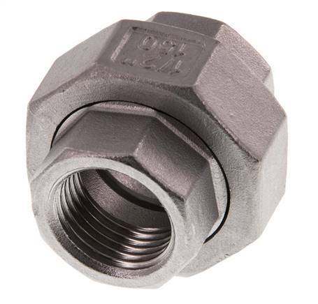 Union Straight Connector Rp1/2'' Female Stainless Steel Flat Seal PTFE ...