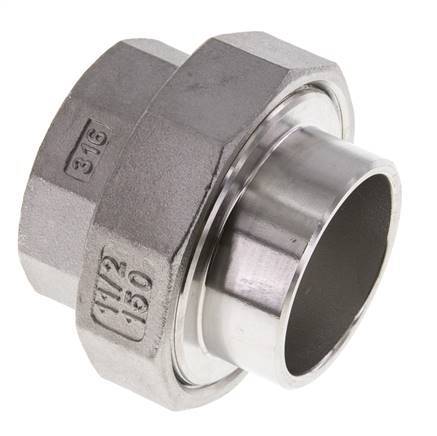 Union Straight Connector Rp1 1/2'' Female x 48.3mm Weld End Stainless ...