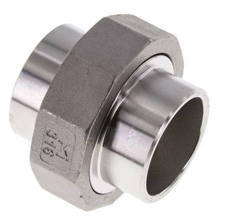 Union Straight Connector 42.4mm Weld End Stainless Steel Flat Seal PTF ...
