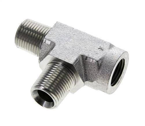 Tee Fitting 1/2'' NPT Female x Male Steel 210bar (2950.5psi) | Tameson.com