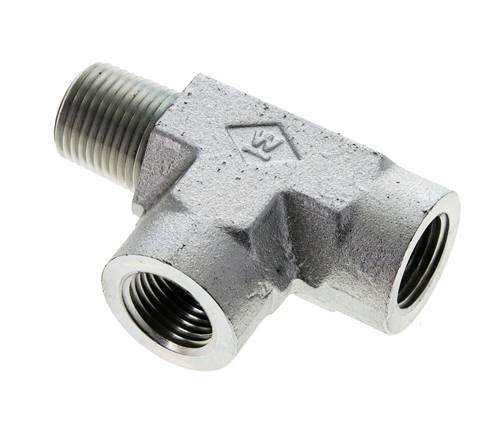 Tee Fitting 1/2'' NPT Male x Female Steel 210bar (2950.5psi) | Tameson.com
