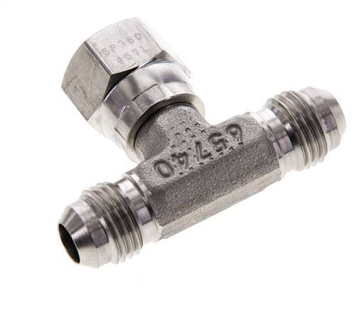 JIC Tee Fitting UNF 9/16''-18 (Dash Size 6) Male x Female Stainless st ...
