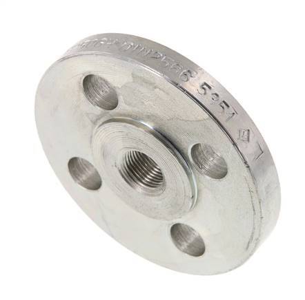 Threaded Flange DN10-PN16 Rp 3/8'' Zinc-Plated Steel DIN 2566 | Tameson.com