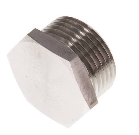 G 1'' Stainless steel Closing plug with Outer Hex 40 Bar | Tameson.com