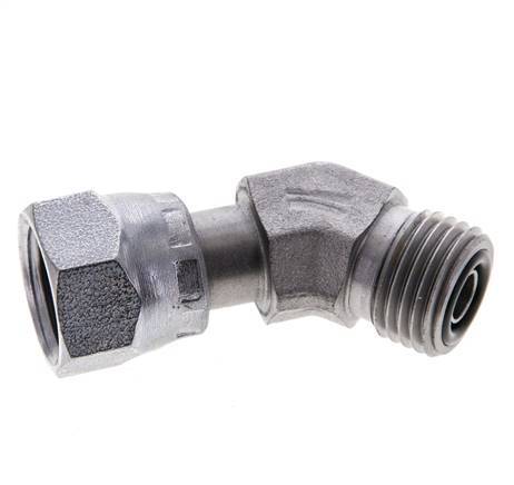 UNF 9/16''-18 x UNF 9/16''-18 F/M Zinc plated Steel 45 deg Elbow Fitti ...