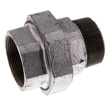 Rp 2'' x R 2'' F/M Zinc plated Cast iron Double Nipple 3-pieces with ...