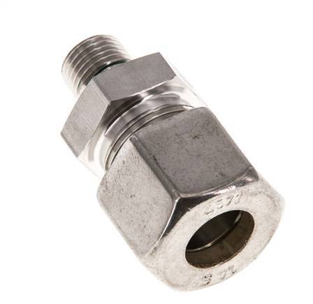 G 1/4'' Male x 14S Stainless steel Straight Compression Fitting with FKM Seal 630 Bar DIN 2353 ...