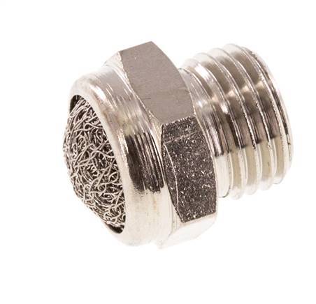 G1/4'' Nickel-Plated Brass Compact Pneumatic Muffler 1.4301 Wire Mesh ...