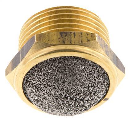 NPT 1'' Brass Compact Pneumatic Muffler 1.4301 Wire Mesh | Tameson.com
