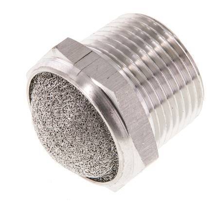 NPT 3/4'' Stainless Steel Compact Pneumatic Muffler 1.4301 Wire Mesh ...