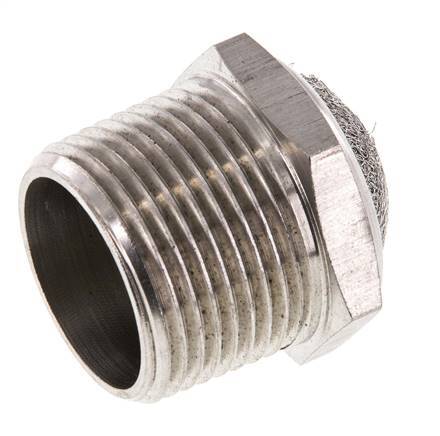 NPT 1'' Stainless Steel Compact Pneumatic Muffler 1.4301 Wire Mesh ...