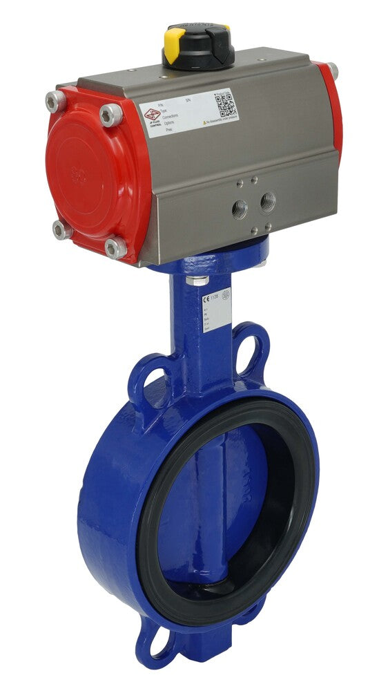 Pneumatic Butterfly Valve DN150 (6 inch) Wafer Cast Iron GGG 40 EPDM S ...