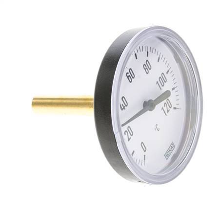 0 to +120°C Plastic Bimetallic Thermometer 80mm Cabinet 60mm Stem with ...
