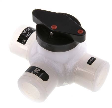 PFA 3-way Ball Valve G 1/2'' FKM Vacuum | Tameson.com