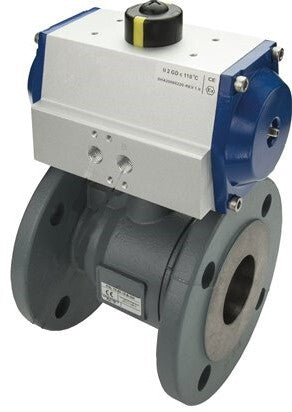 Pneumatic Actuated Flanged Ball Valve 2-Way DN32 PN16 Cast iron Double ...