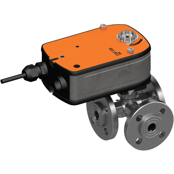 Belimo 3-Way Ball Valve DN25 Flange Kvs26 24VAC/DC Fail-Safe NO 75s 2 ...
