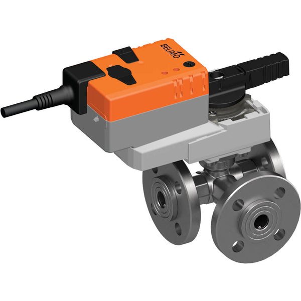 Belimo 3-Way Characterized Valve DN25 Flange Kvs10 24VAC/DC 9s 2-10V ...