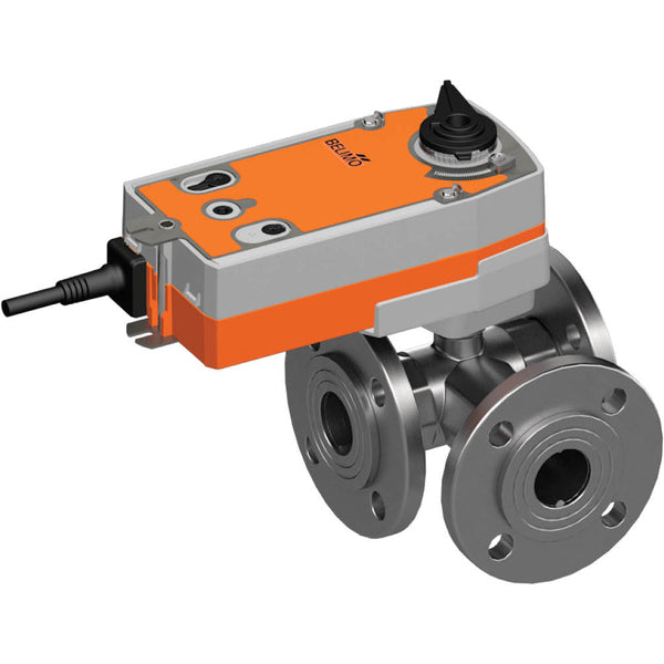 Belimo 3-Way Ball Valve DN32 Flange Kvs32 24VAC/DC Fail-Safe 75s 2-poi ...